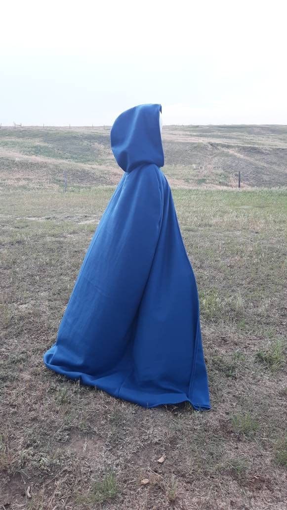 Teal Blue Bridal Hooded Cloak Fleece Hooded Renaissance | Etsy