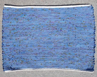 Blue Rug Hand Woven Rustic Farmhouse Decor 19 X 25 Primitive | Etsy