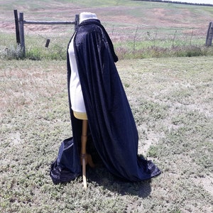 Purple and Black Sparkle Hooded Cloak Halloween Costume Gothic Wedding ...