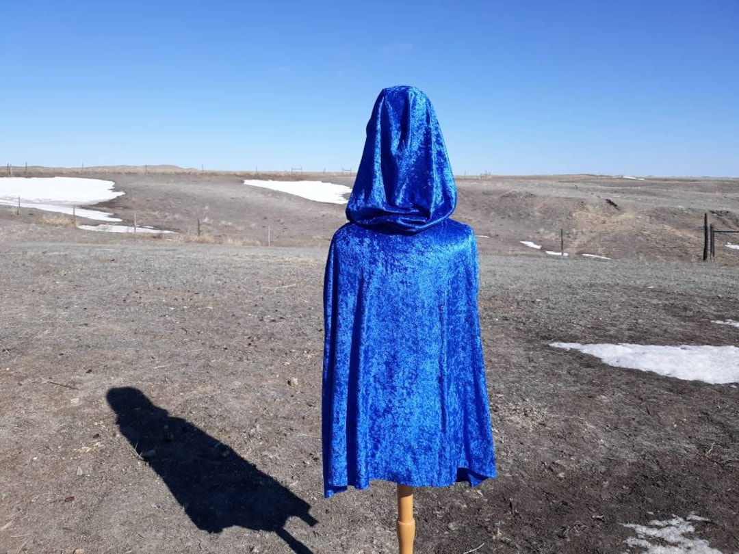 Royal Blue Velvet Capelet Hooded Cloak Adult Clothing Shrug Something ...
