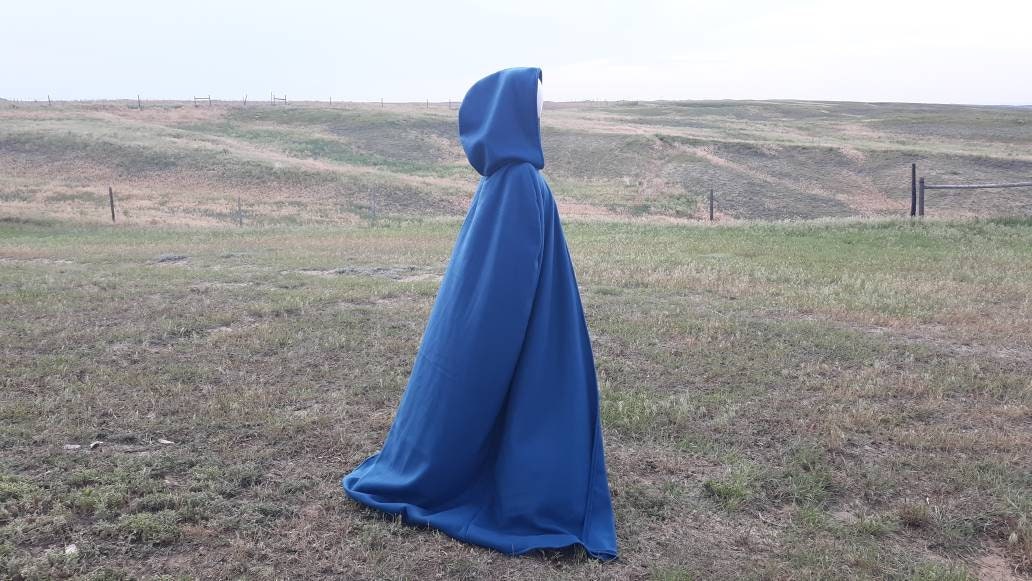Teal Blue Bridal Hooded Cloak Fleece Hooded Renaissance | Etsy