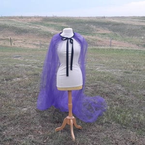 Purple Violet Cape Halloween Costume Hooded Cloak Renaissance Medieval ...
