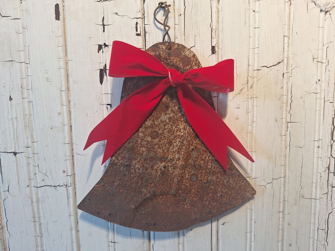 Christmas Bell Rustic Tin Antique Tin Upcycled From Barn Roof Primitive ...
