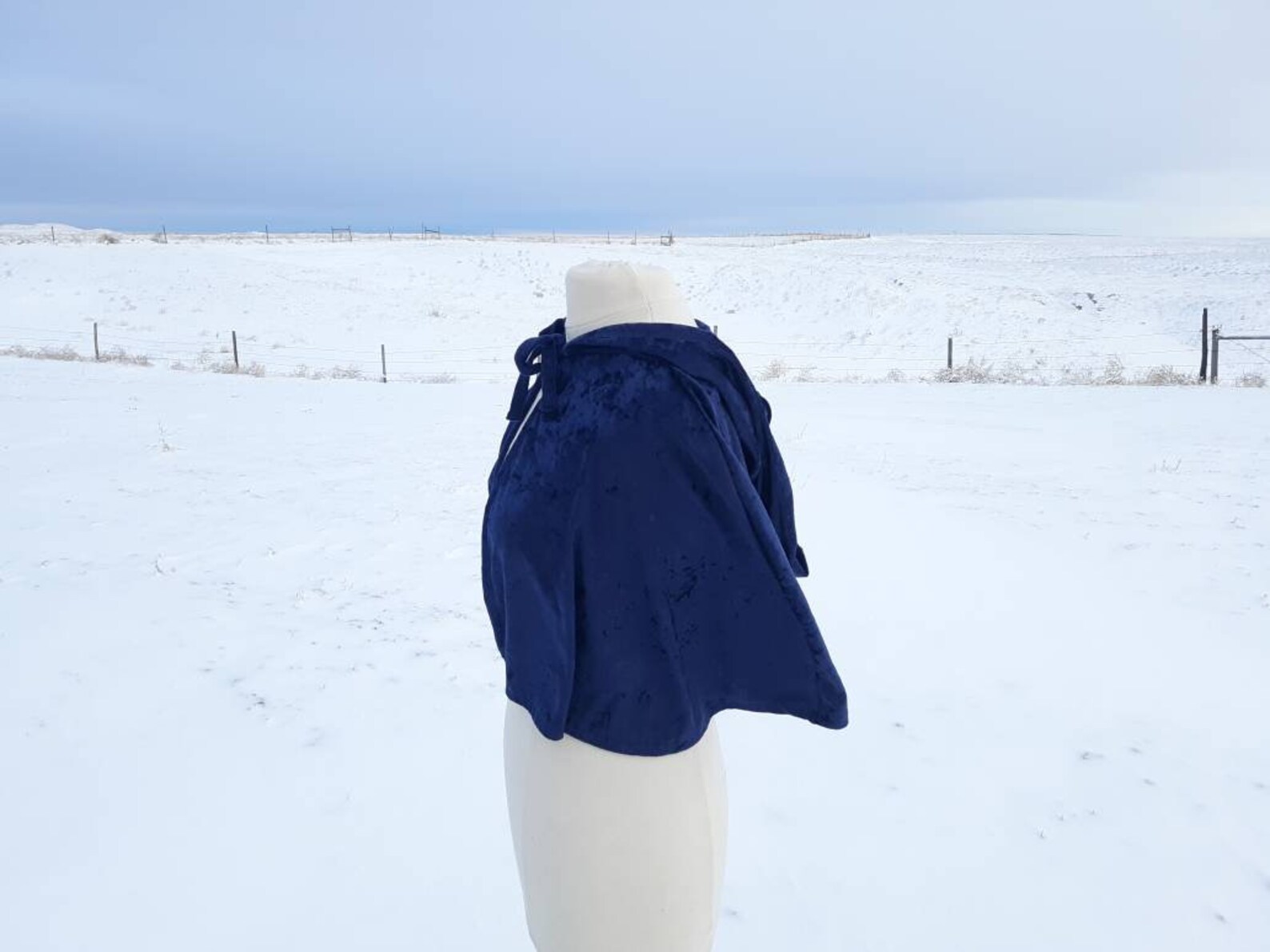 Navy Blue Velvet Capelet Hooded Cloak Adult Clothing Shrug Something ...