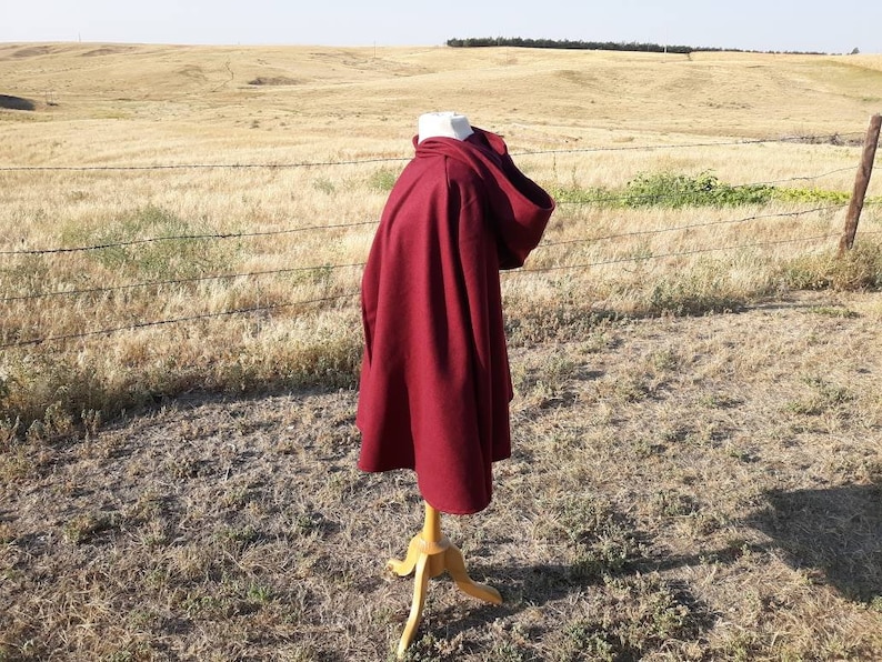 Wine Wool Hooded Cloak Halloween Costume Burgundy Wedding Cape - Etsy