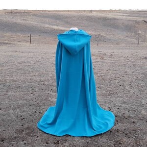 Turquoise Hooded Cloak Fleece Cape Wedding Renaissance Halloween ...