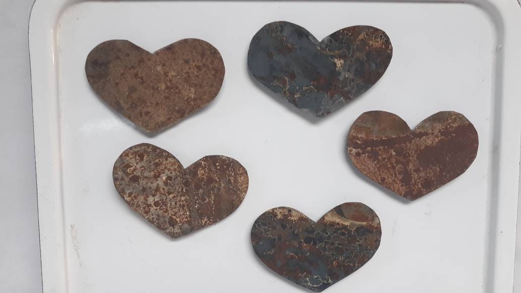 Heart Refrigerator Magnets Antique Tin Metal Set of 5 Created | Etsy