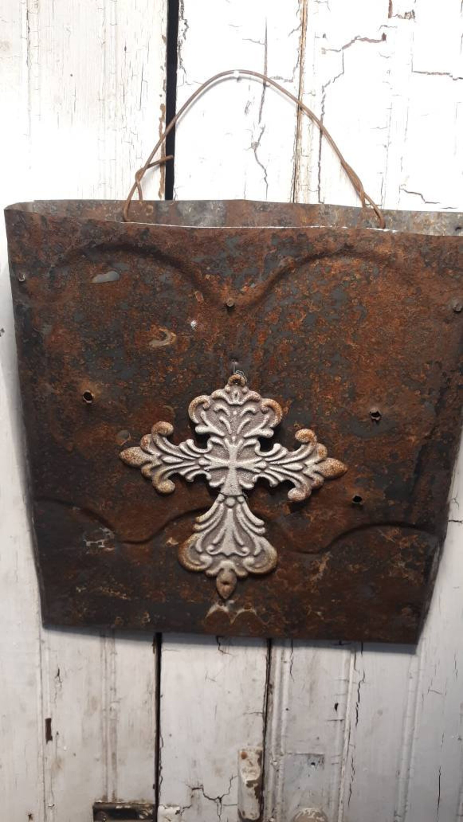 Rustic Tin Wall Pocket Antique Tin Upcycled From Barn Roof | Etsy