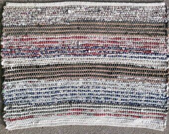 Blue Rug Hand Woven Rustic Farmhouse Decor 19 X 25 Primitive | Etsy