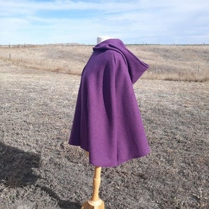 Purple Wool Hooded Cloak Plum Wedding Cape Renaissance Adult Clothing ...