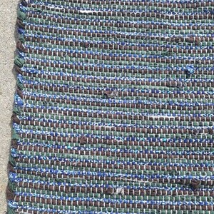 Rag Rug Handwoven Upcycled 25 X 24 Inches Primitive Farmhouse Cottage ...