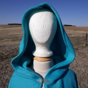 Turquoise Teal Fleece Capelet Hooded Cloak Adult Clothing Shrug ...