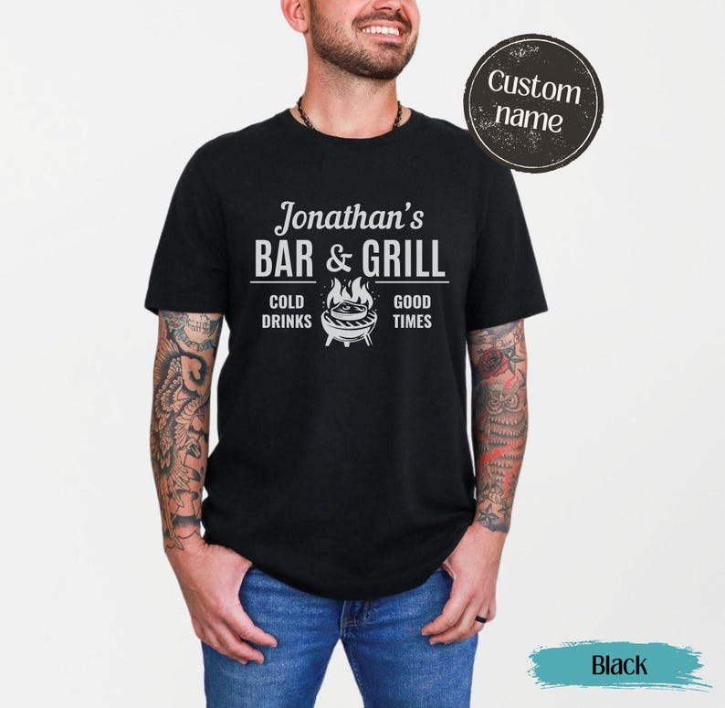 Custom BBQ Shirt for Men, Personalized Bar & Grill Shirt, Funny Gift ...
