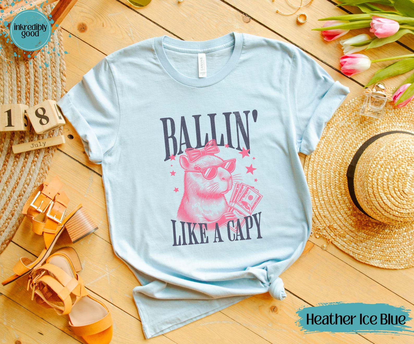 Ballin Like A Capybara, Retro Capybara, Cool Capybara T-shirt, Capybara ...