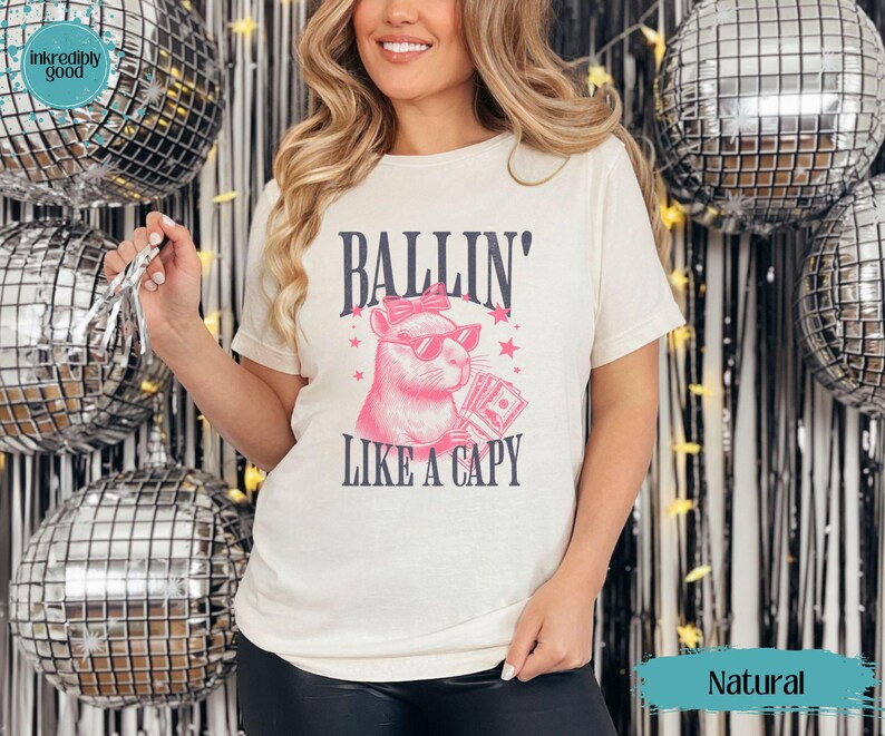 Ballin Like A Capybara, Retro Capybara, Cool Capybara T-shirt, Capybara ...