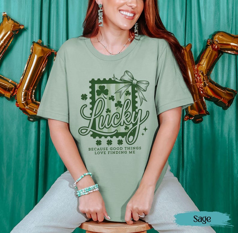 Lucky Shirt, Good Things Shirt, Trendy Graphic Tee, Cute Stamp-design ...