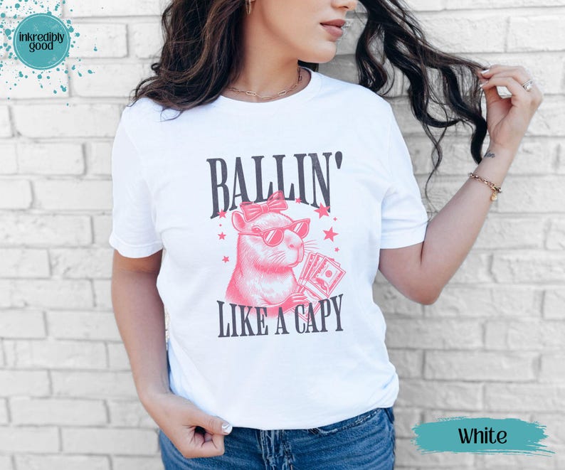 Ballin Like A Capybara, Retro Capybara, Cool Capybara T-shirt, Capybara ...