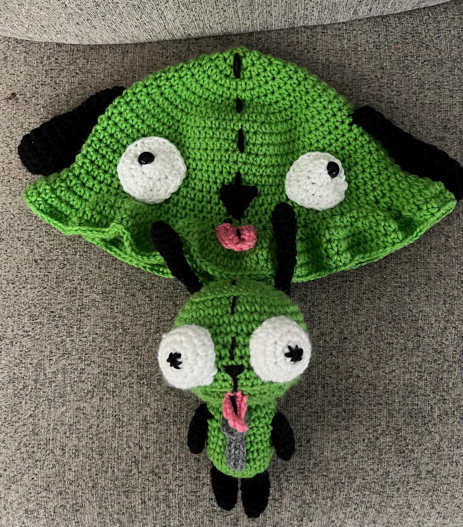 Gir Invader Zim Inspired Amigurumi Crochet Plushie and Bucket Hat - Etsy