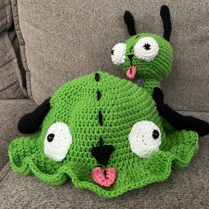 Gir Invader Zim Inspired Amigurumi Crochet Plushie and Bucket Hat - Etsy