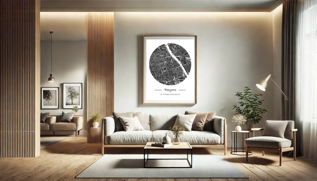 Decorative Map of Warsaw - Poster, Modern Design, Large Format. - Etsy
