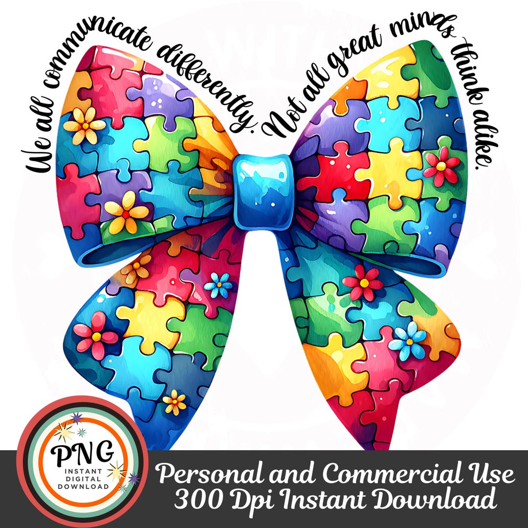Coquette Austim Bow Png, Autism Png, Autism Awareness Png, 2 Autism ...