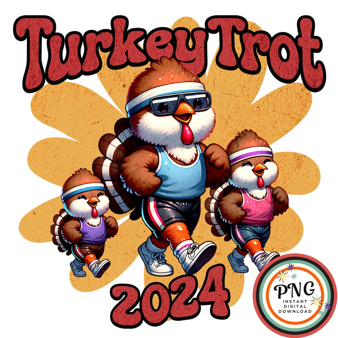 Thanksgiving Turkey Trot Png Bundle, Turkey Day Fun Run Png, Jogging 5k ...
