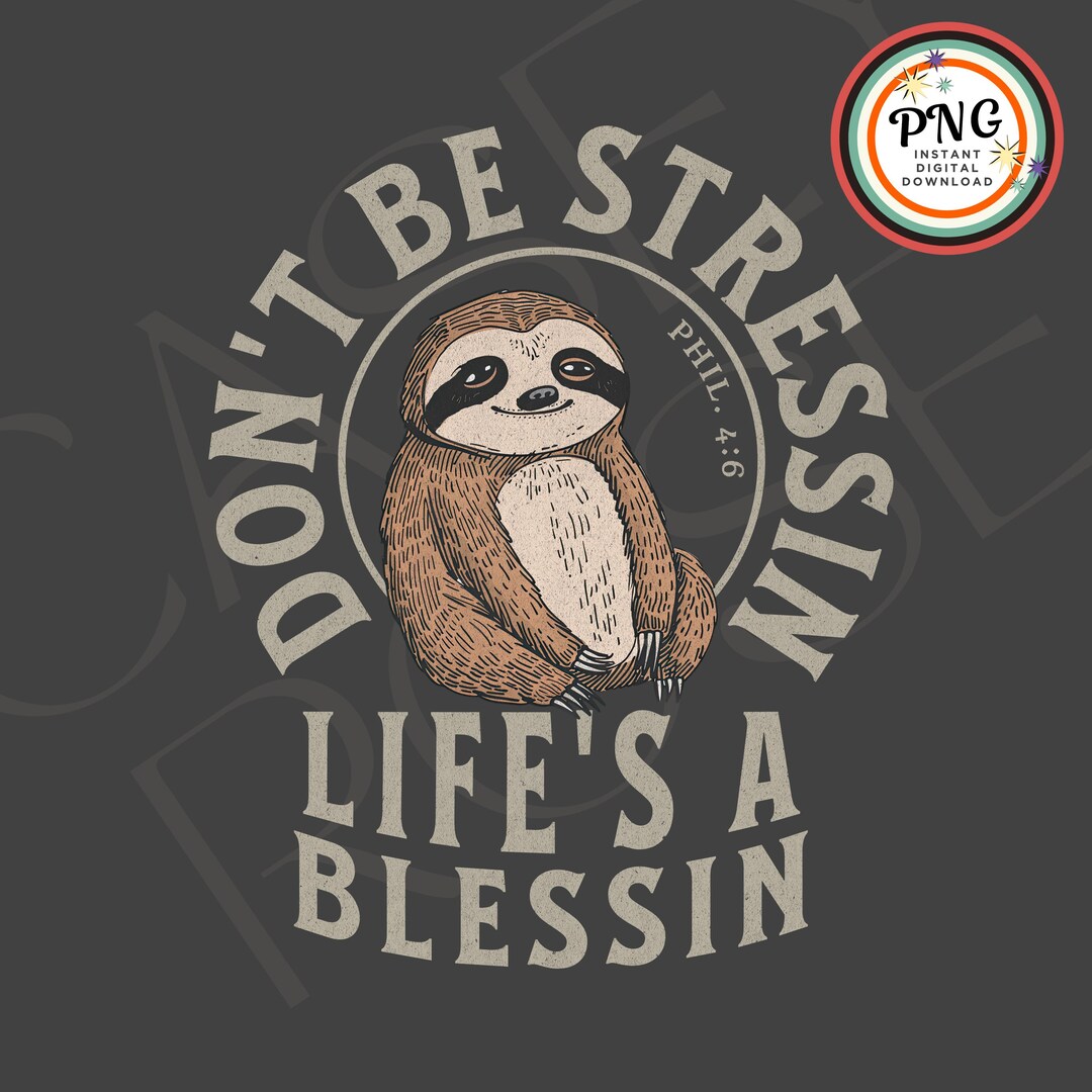 Christian PNG, Cute Sloth Scripture Sublimation Design, Instant ...