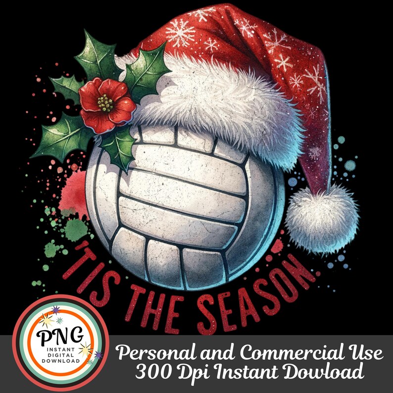 Volleyball Christmas Tis the Season PNG, Holiday Team Shirt Design ...