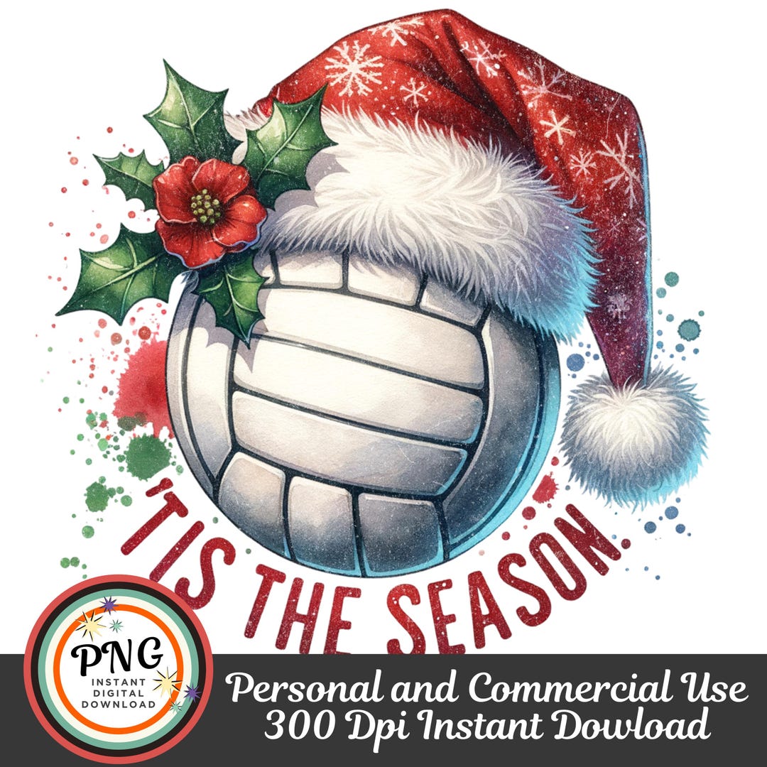 Volleyball Christmas Tis the Season PNG, Holiday Team Shirt Design ...