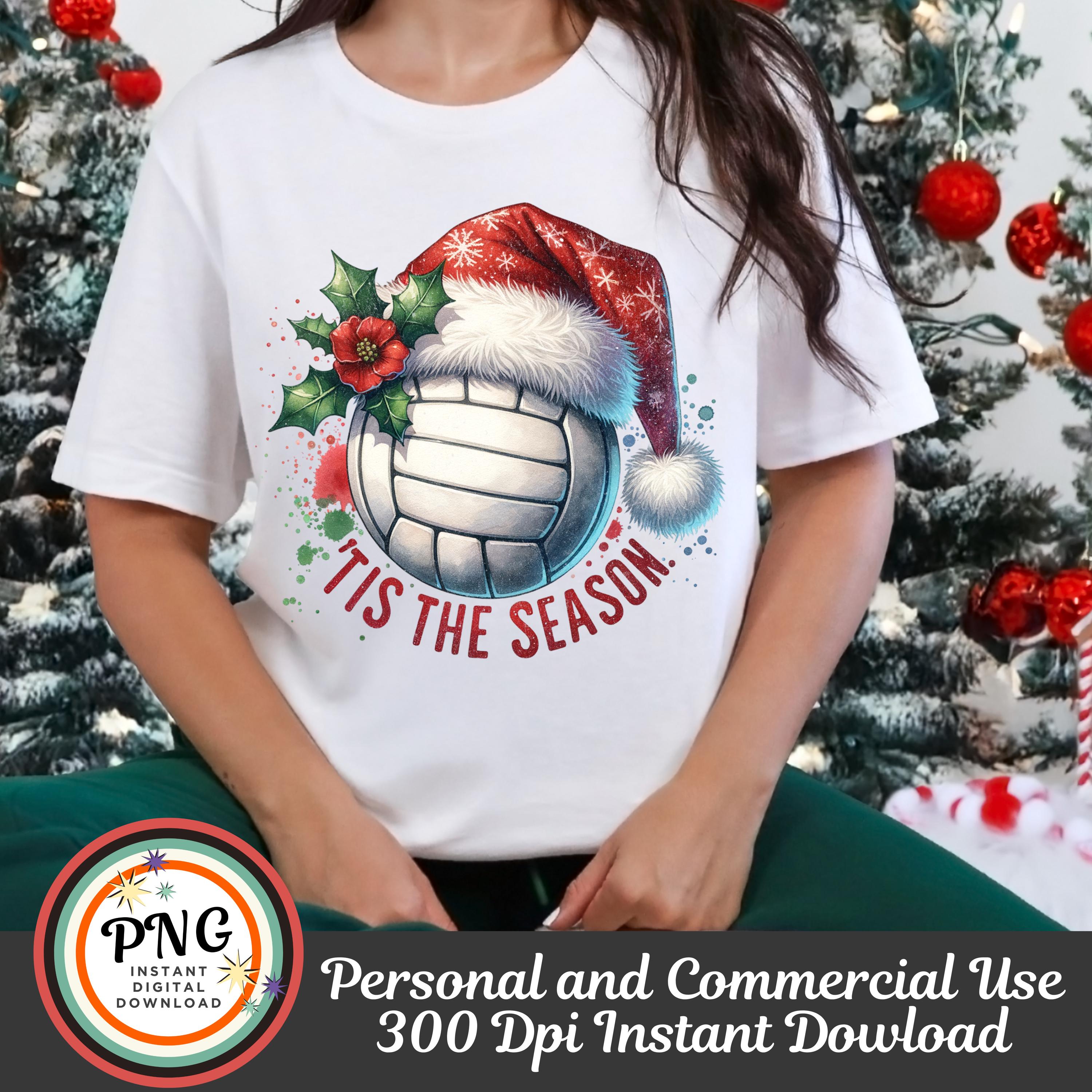 Volleyball Christmas Tis the Season PNG, Holiday Team Shirt Design ...