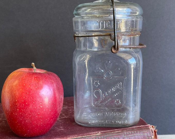 Vintage Queen Canning Jar -wide Mouth Pint Wire Bail Lighting Lid - Etsy