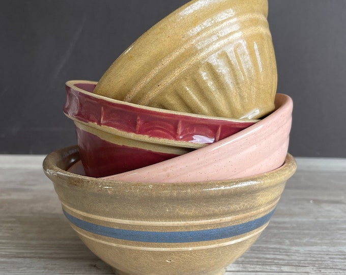 Vintage Mixing Bowls - Small Size -distressed Pottery - Watt Pottery ...