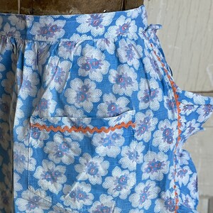 Vintage Half Apron -blue and Orange - Authentic Vintage Floursack ...