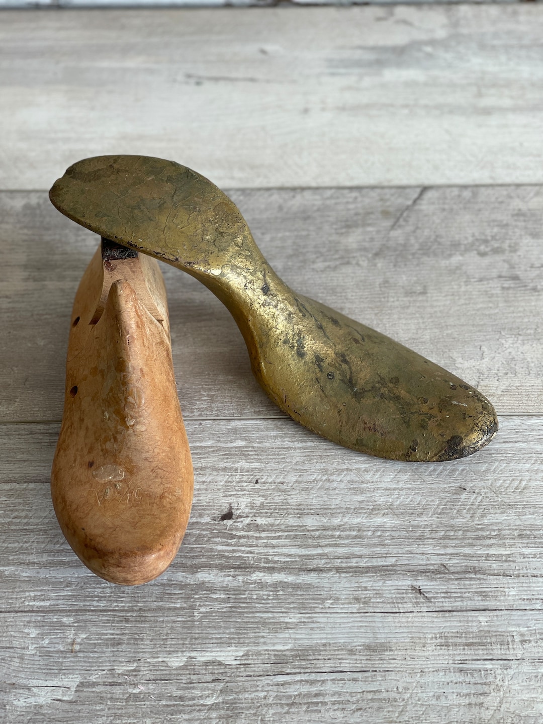 Vintage Cast Iron Shoe Anvil and Wooden Last Form - Small Size and ...