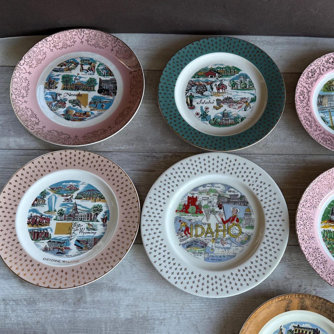 Vintage Souvenir State Plates - Choice: Alabama, Iowa, Kansas, Illinois ...