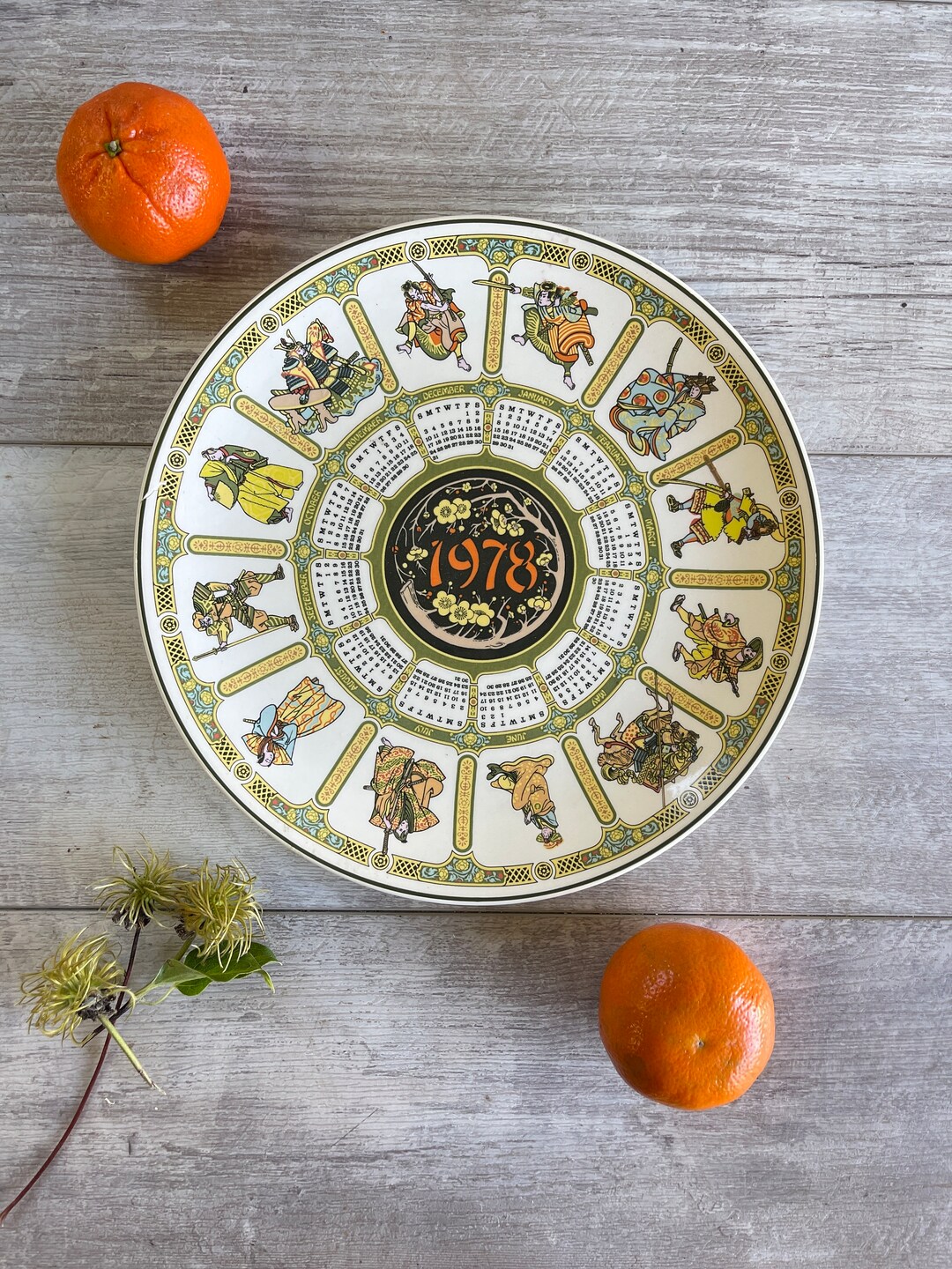 Vintage Calendar Plate Samurai 1978 Orange and Black Asian Theme ...