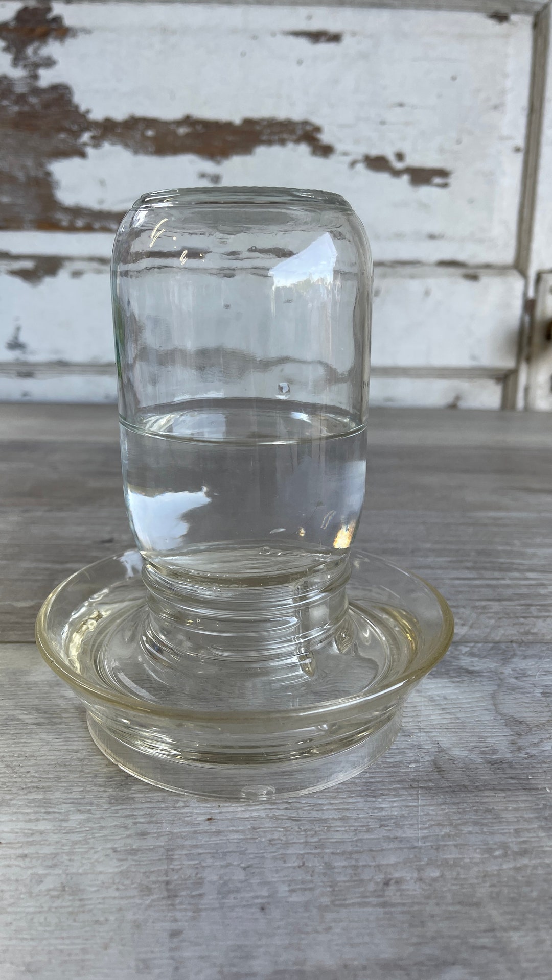 Vintage Glass Water Feed chicken Waterer Old Ozark Find - Etsy