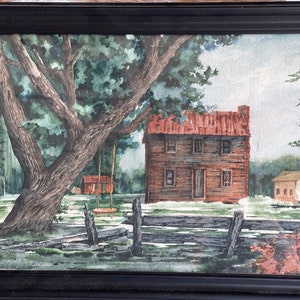 Vintage Watercolor Painting Signed Skippy Anderson Rustic | Etsy