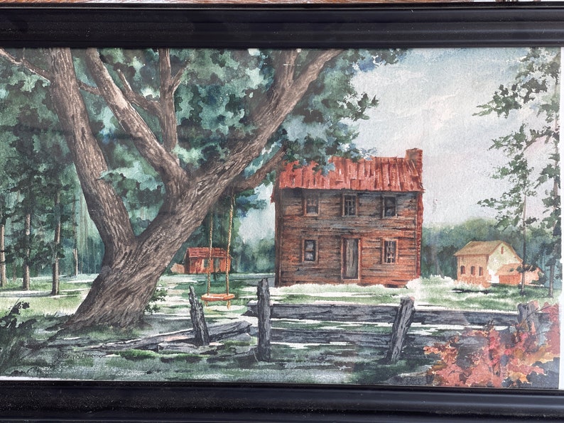 Vintage Watercolor Painting Signed Skippy Anderson Rustic | Etsy