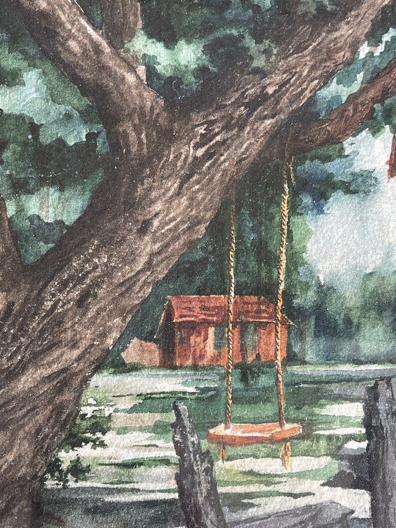 Vintage Watercolor Painting Signed Skippy Anderson Rustic | Etsy