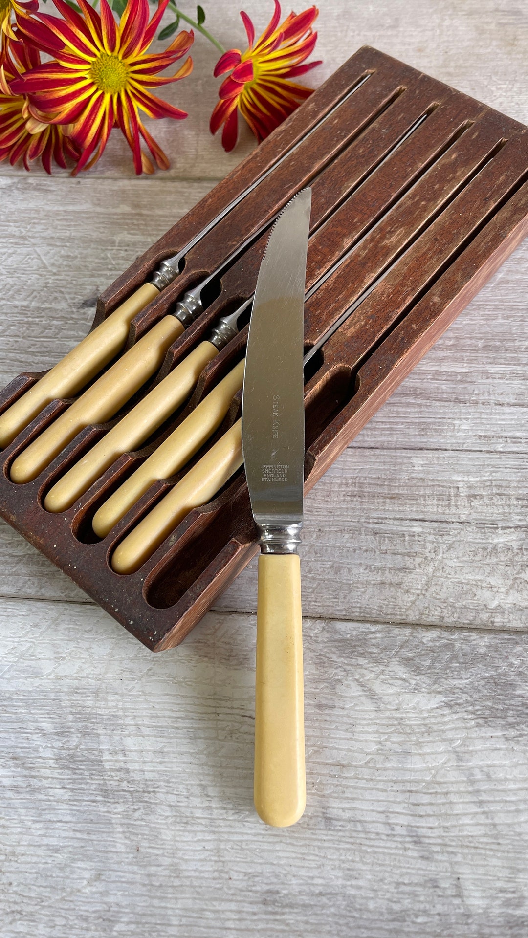 Vintage Bakelite Steak Knives -leppington Sheffield England Stainless ...
