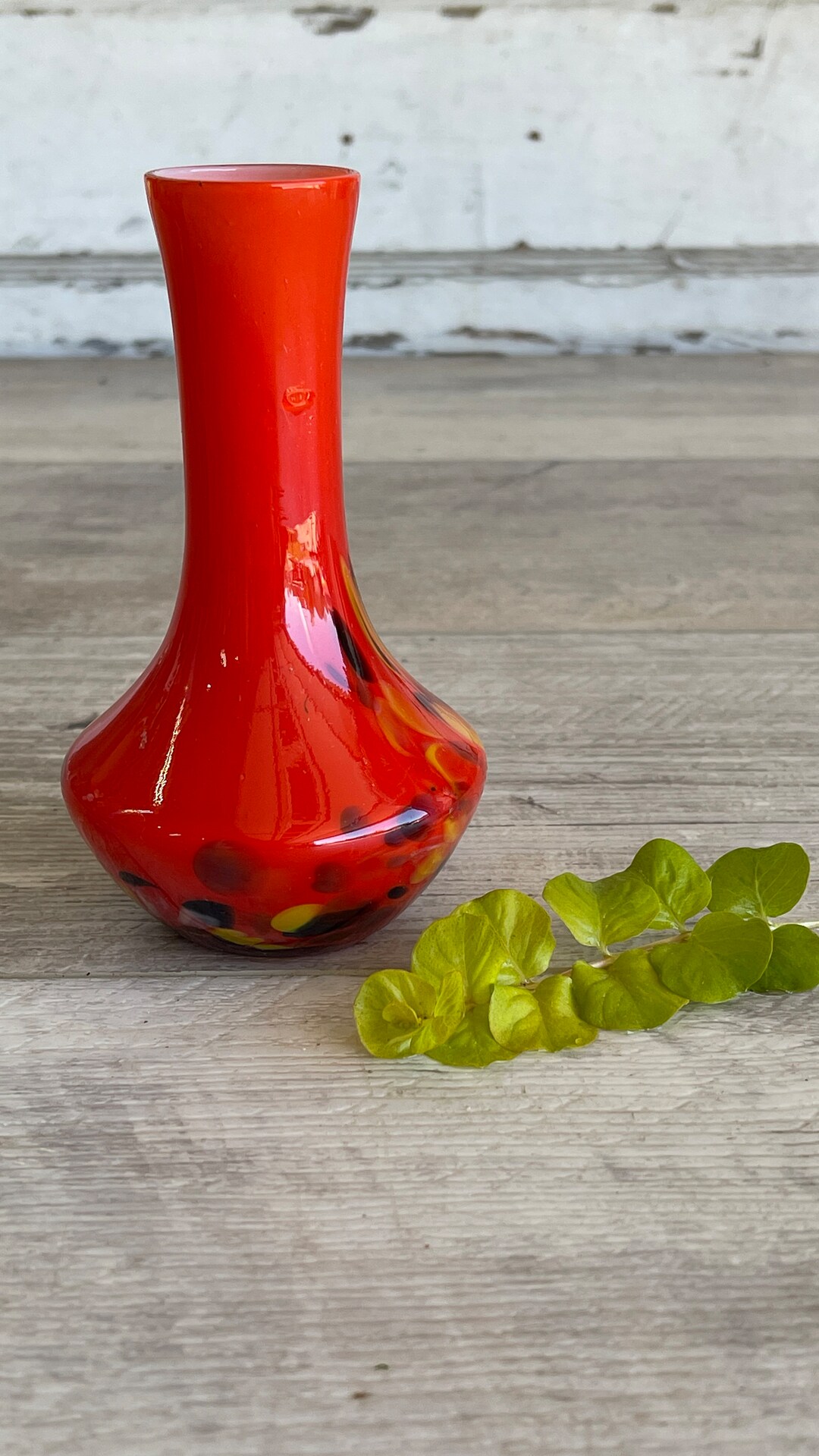 Vintage Blown Glass Vase Opaline Fire Red Small Bud Vase - Etsy