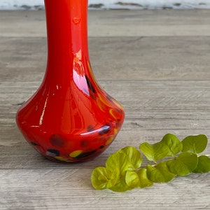 Vintage Blown Glass Vase Opaline Fire Red Small Bud Vase - Etsy