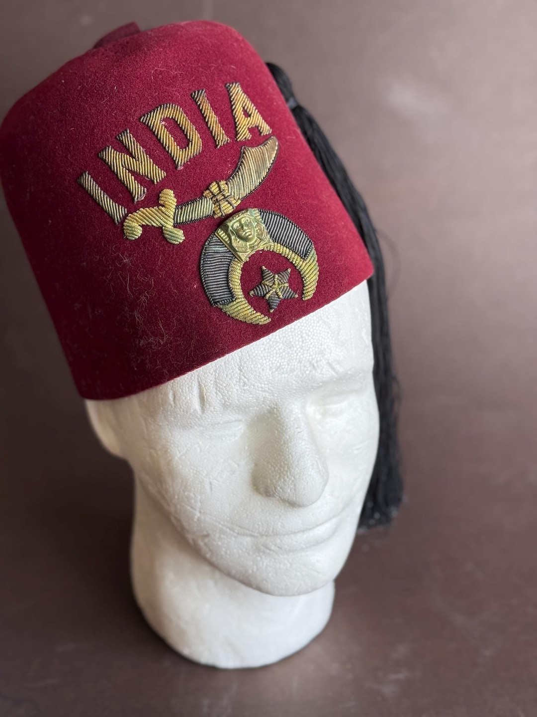 Antique Fez - Masonic India Wool Ihling Brothers 7 3/8th - Old Wool ...