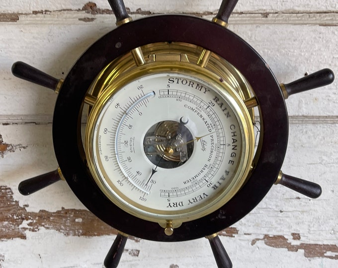 Vintage Barometer Thermometer Shatz - West Germany - Ship Wheel Boat ...
