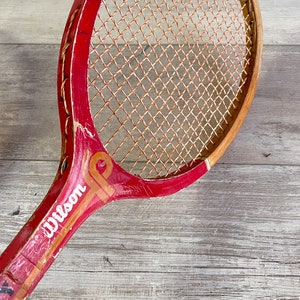 Vintage Tennis Racket Wooden Wood Racquet Wilson Nancy Richey Red 1970s ...