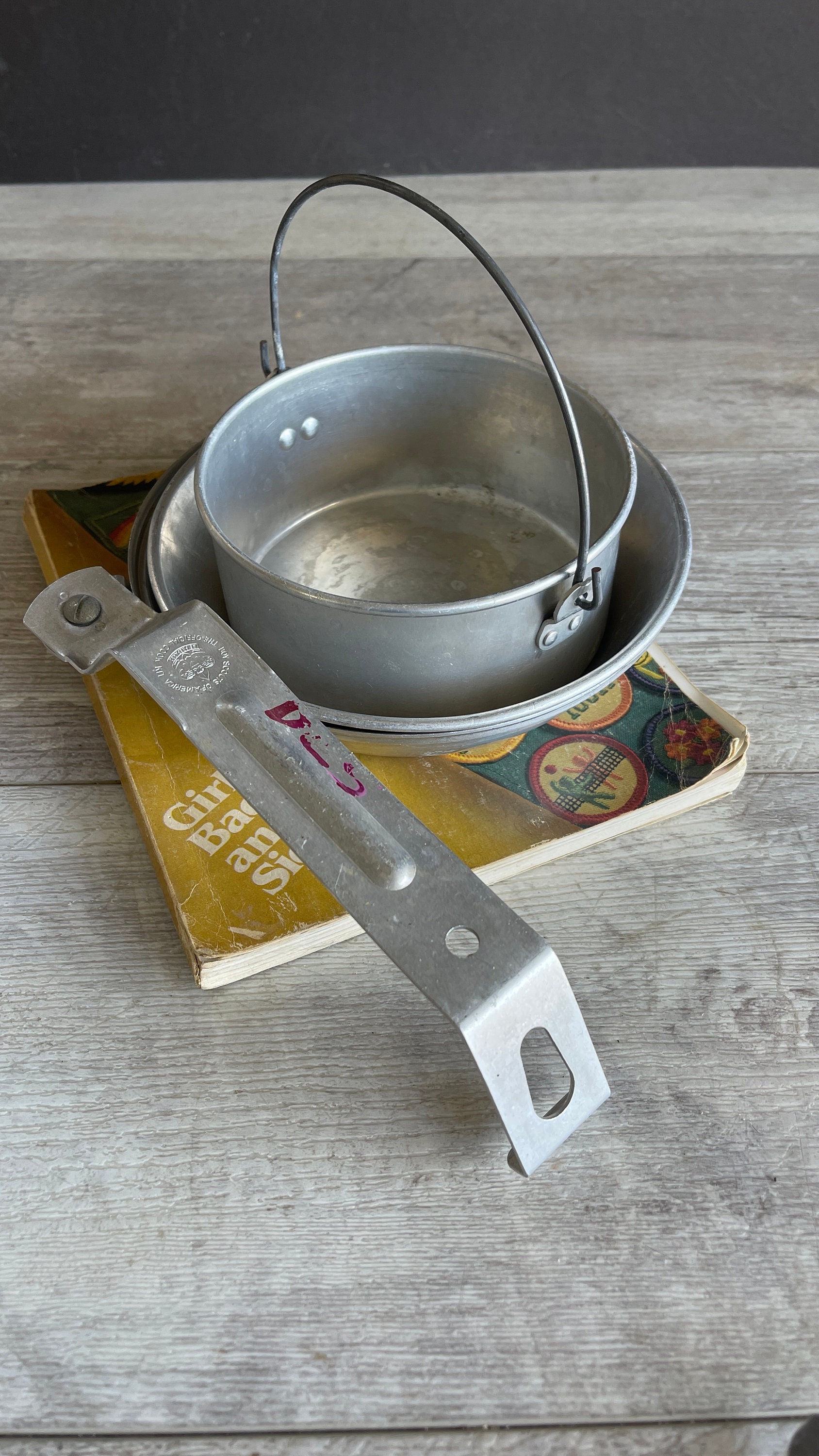 Vintage Official Boy Scout Mess Kit - Aluminum 3 Parts Vintage Official Boy Scout Mess Kit - Aluminum 3 Parts