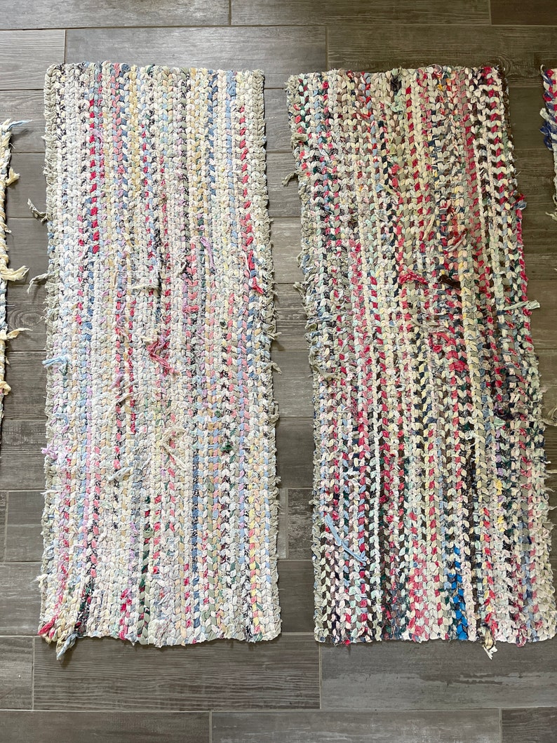 Vintage Twined Rag Rug Cotton Braided Rugs 20 X 50 Primitive - Etsy