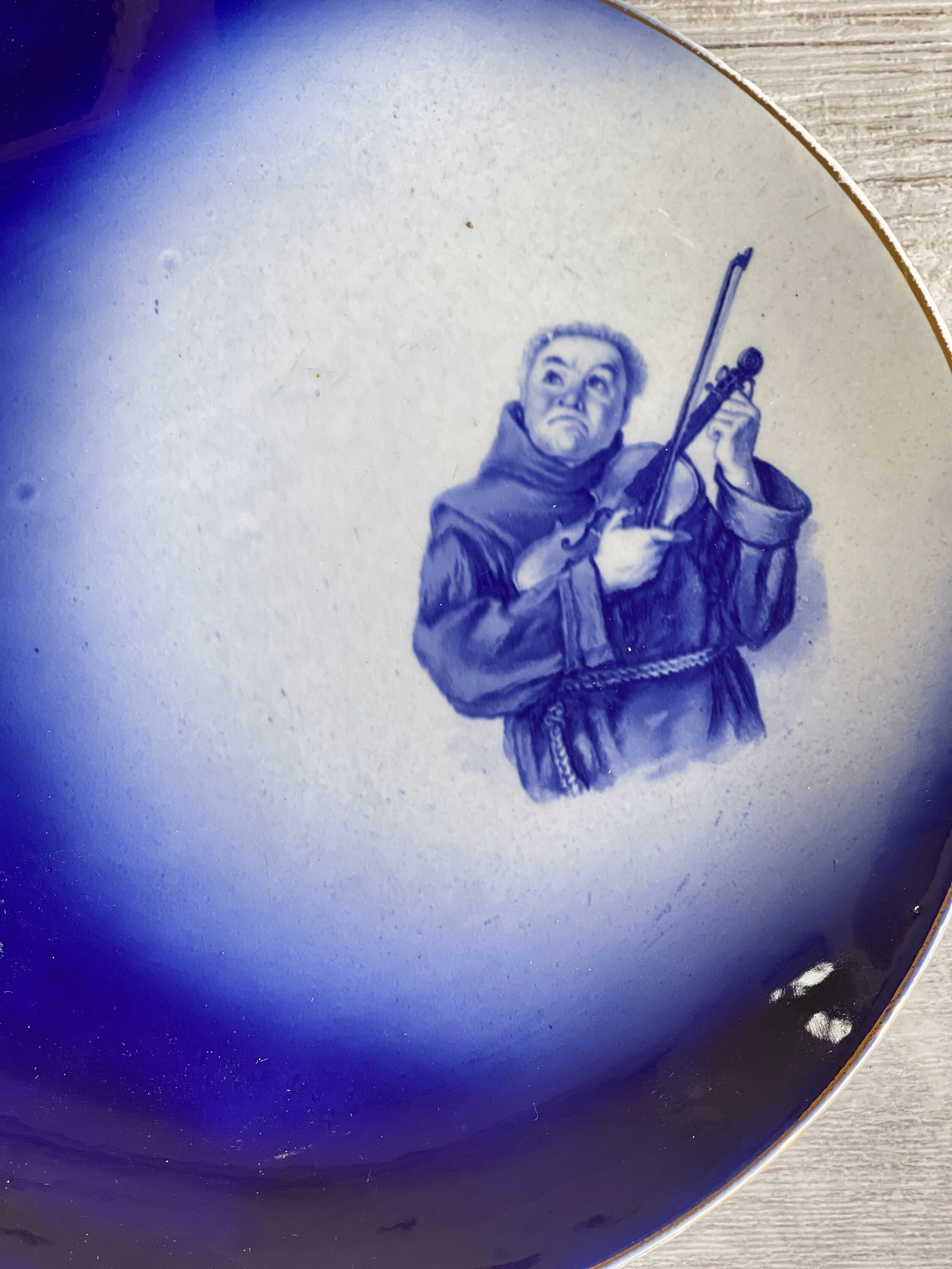 Plates Kitchen & Dining Home & Living Antique Cobalt Blue Monk Plate ...
