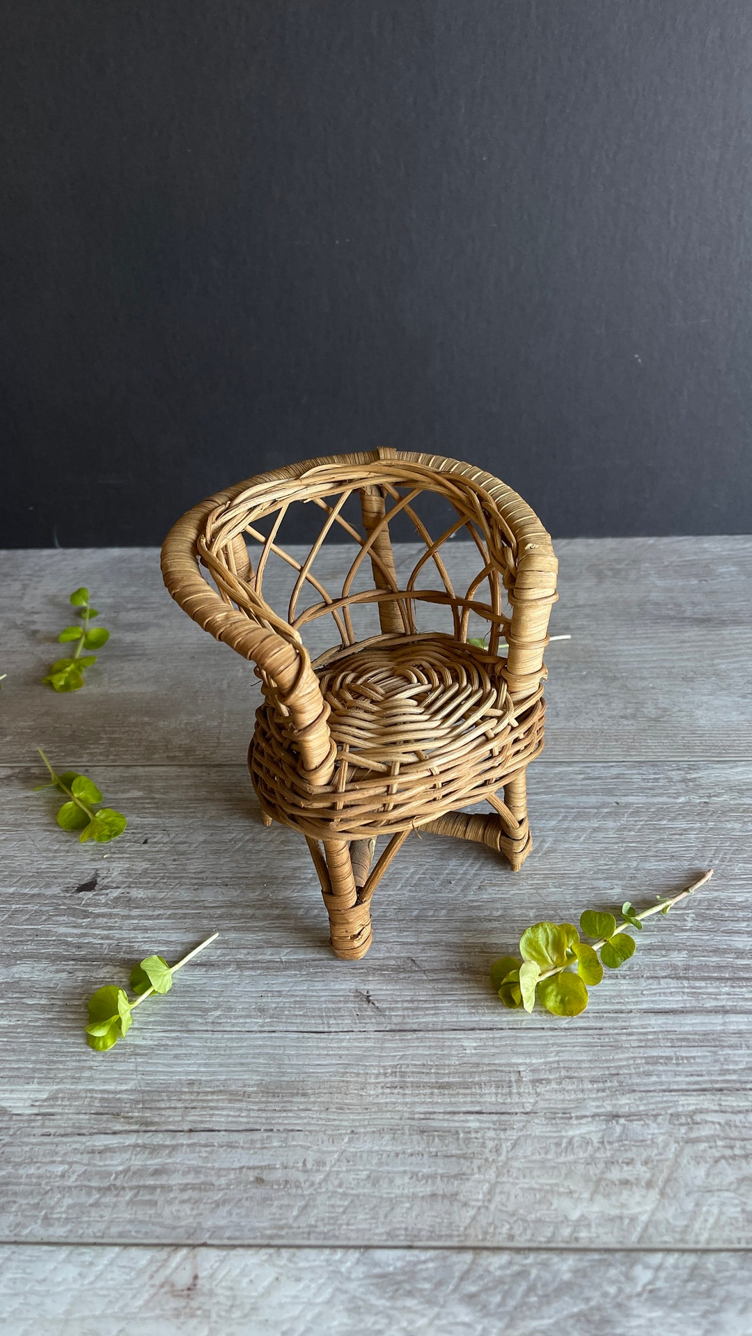 Vintage Wicker Doll Chair - Mini- Plant Seat - Natural Woven Seat - Etsy